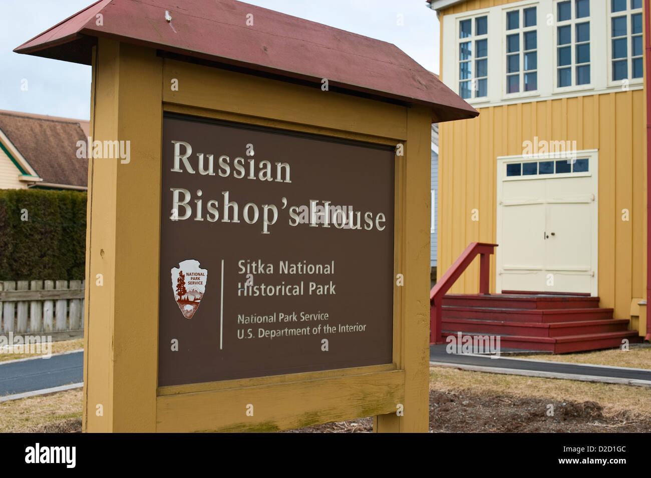 Russian Bishop House Sign in Sitka, Alaska, USA Stock Photo - Alamy