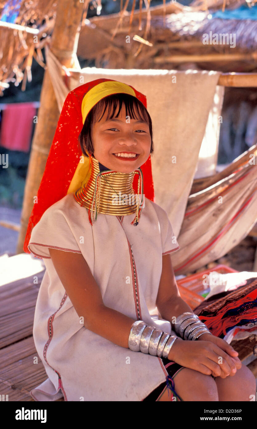 Thailand. Chiang Rai Region. Padong Hill Tribe Villager With Neck ...