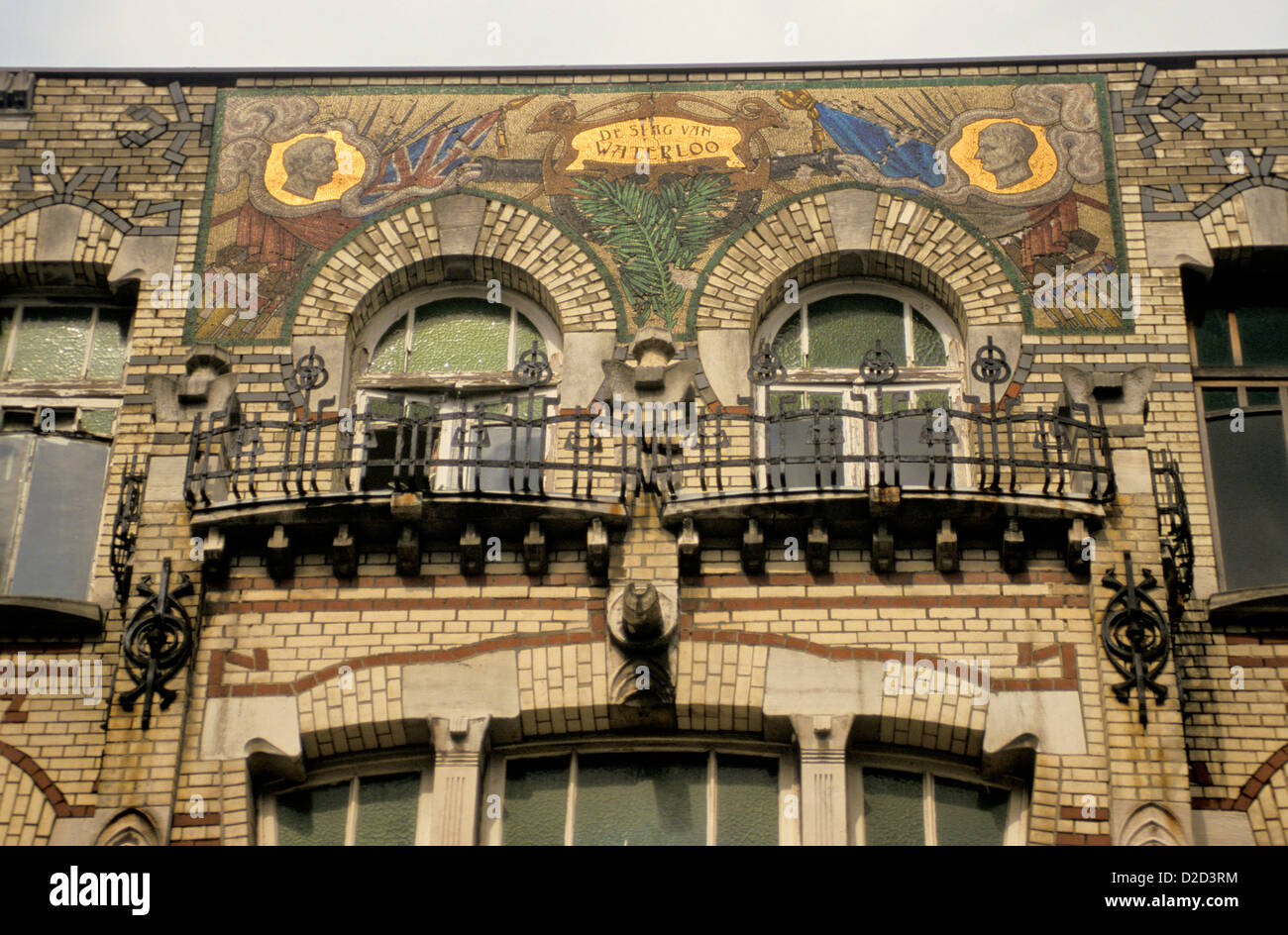 Belgium, Antwerp. Facade Of The Battle Of Waterloo House Stock Photo ...