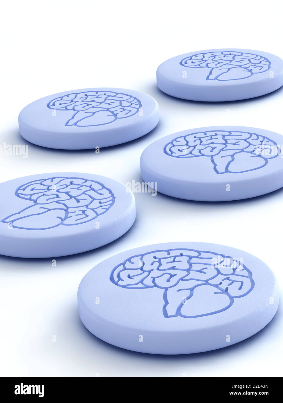 Brain drug pills brain symbol embossed temporal and frontal lobes ...