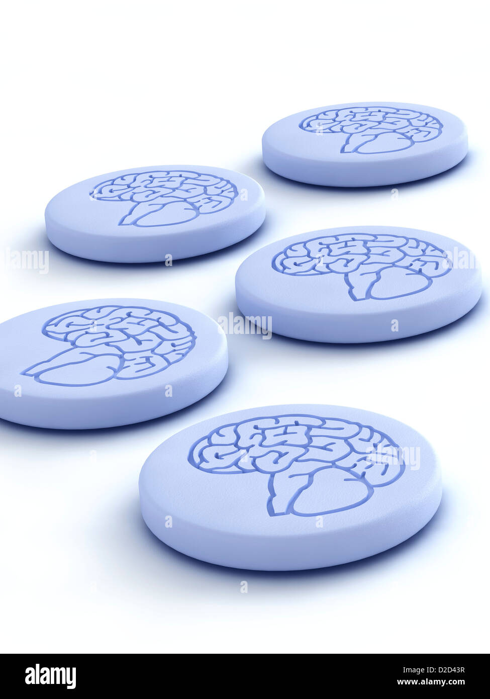 Brain drug pills brain symbol embossed temporal and frontal lobes ...