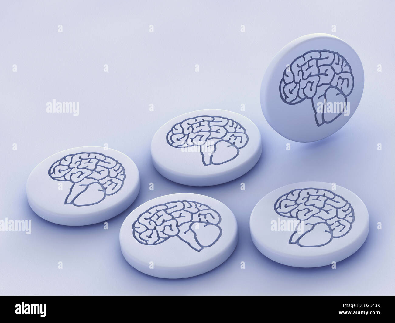 Brain drug pills brain symbol embossed temporal and frontal lobes ...