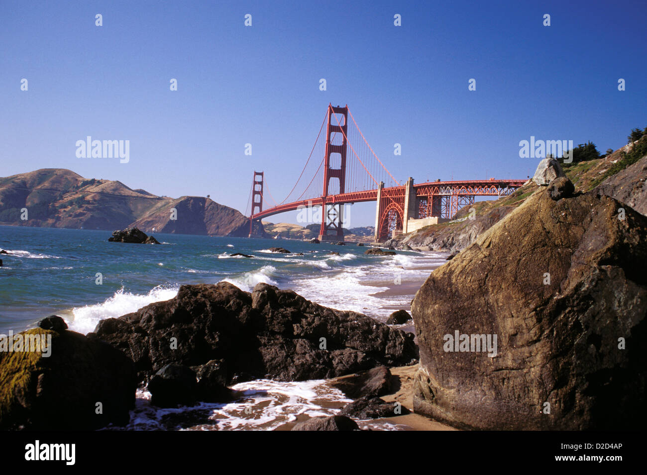 California, San Francisco, Golden Gate Bridge, View From Baker Beach ...