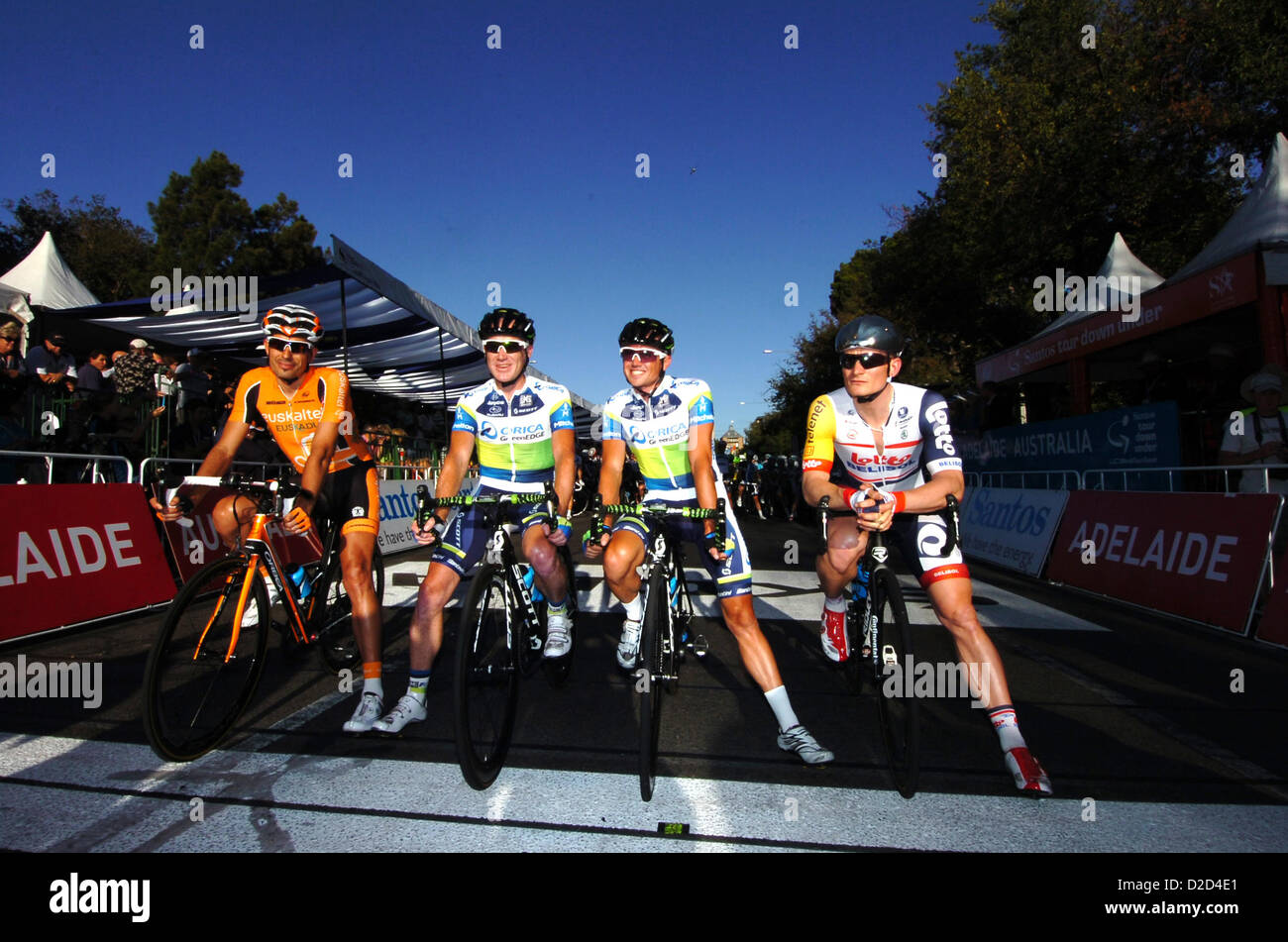 20.01.2013 Adelaide, Australia. Simon Gerrans, Stuart O'Grady, Mikel ...