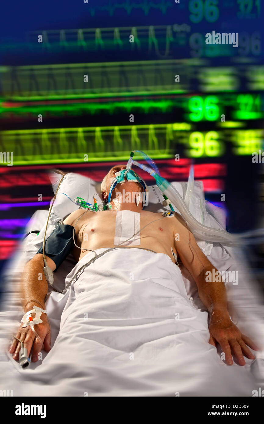 MODEL RELEASED Intensive care patient Stock Photo - Alamy