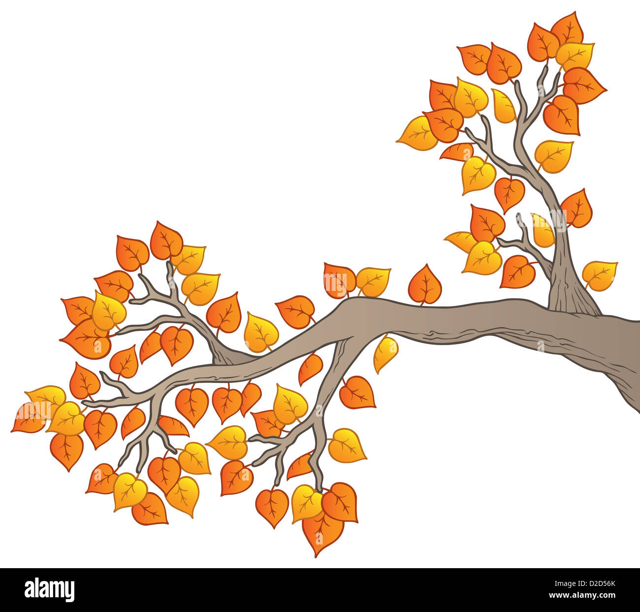 Cartoon tree branch with leaves 2 - picture illustration Stock Photo ...