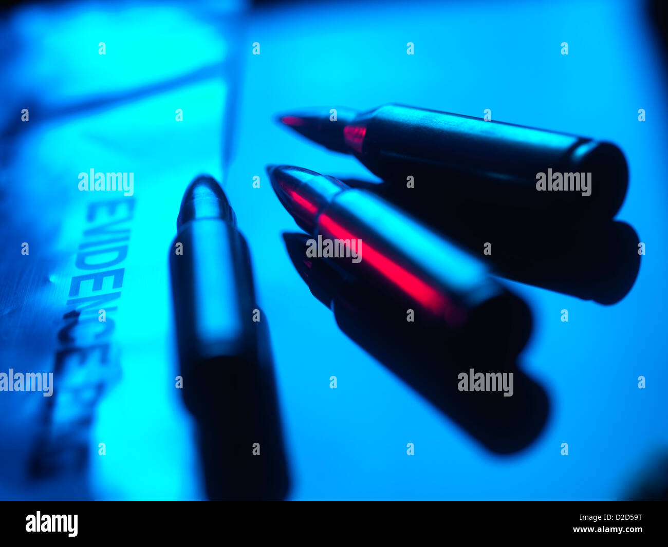Forensic evidence Bullets and evidence bag Stock Photo - Alamy