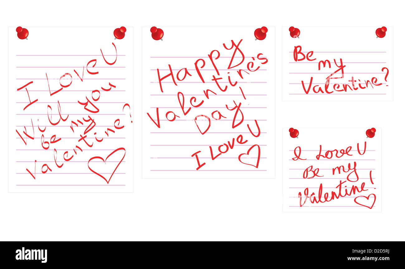 set of Day of Valentine notes Stock Photo - Alamy