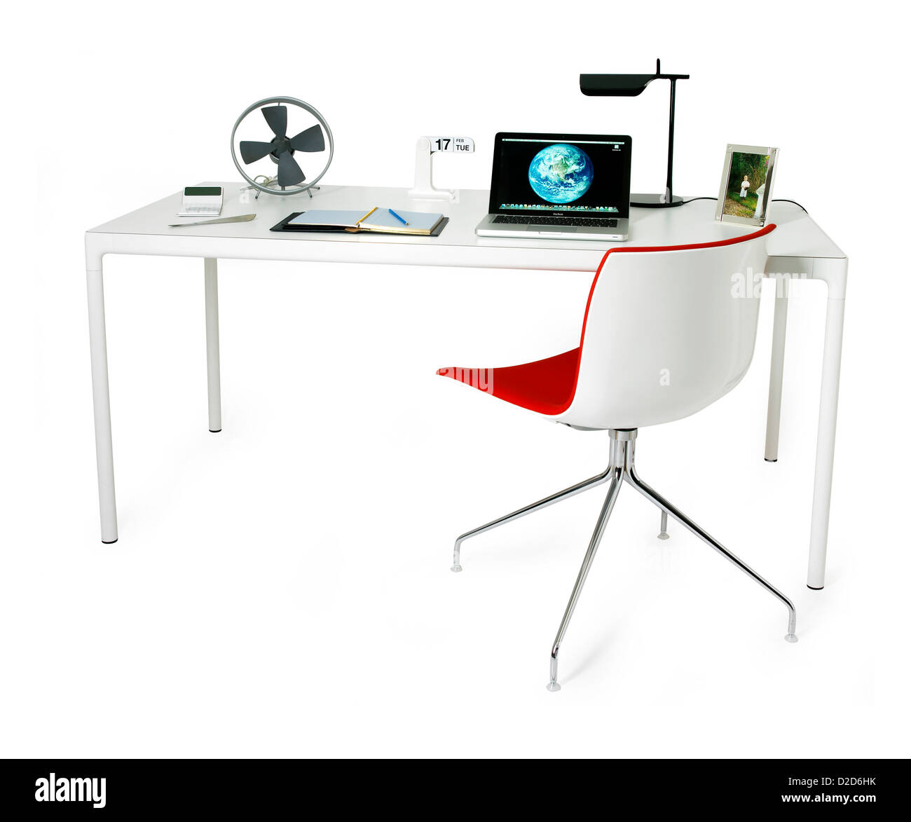 White desk and chair cut out white background Stock Photo - Alamy