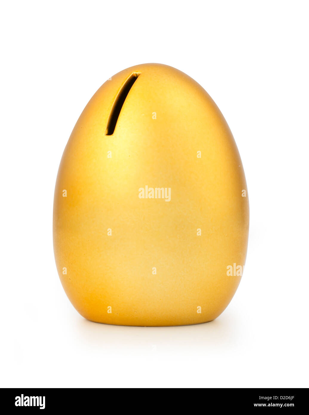Golden egg shaped piggy bank cut out white background Stock Photo - Alamy