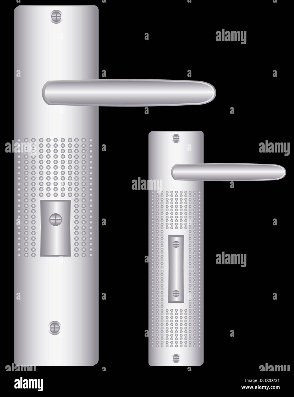 Chrome silver handles for doors Stock Photo - Alamy