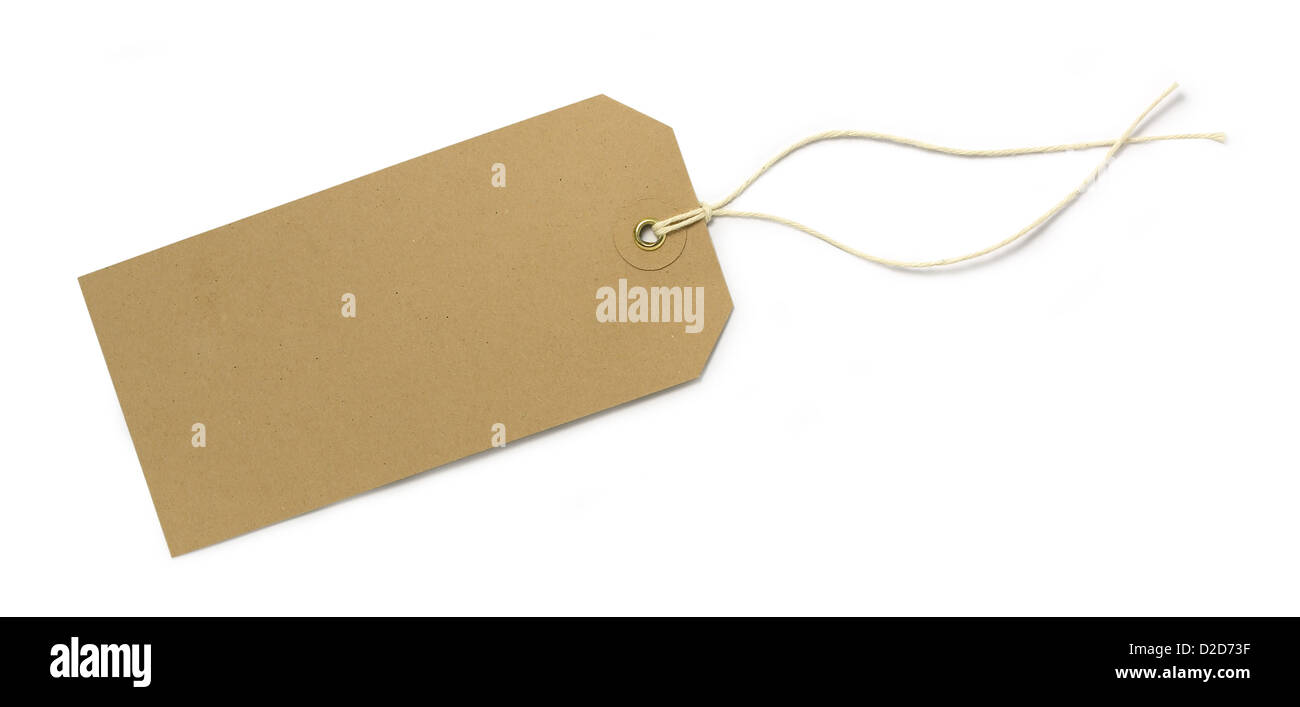 Brown label cut out white background Stock Photo - Alamy
