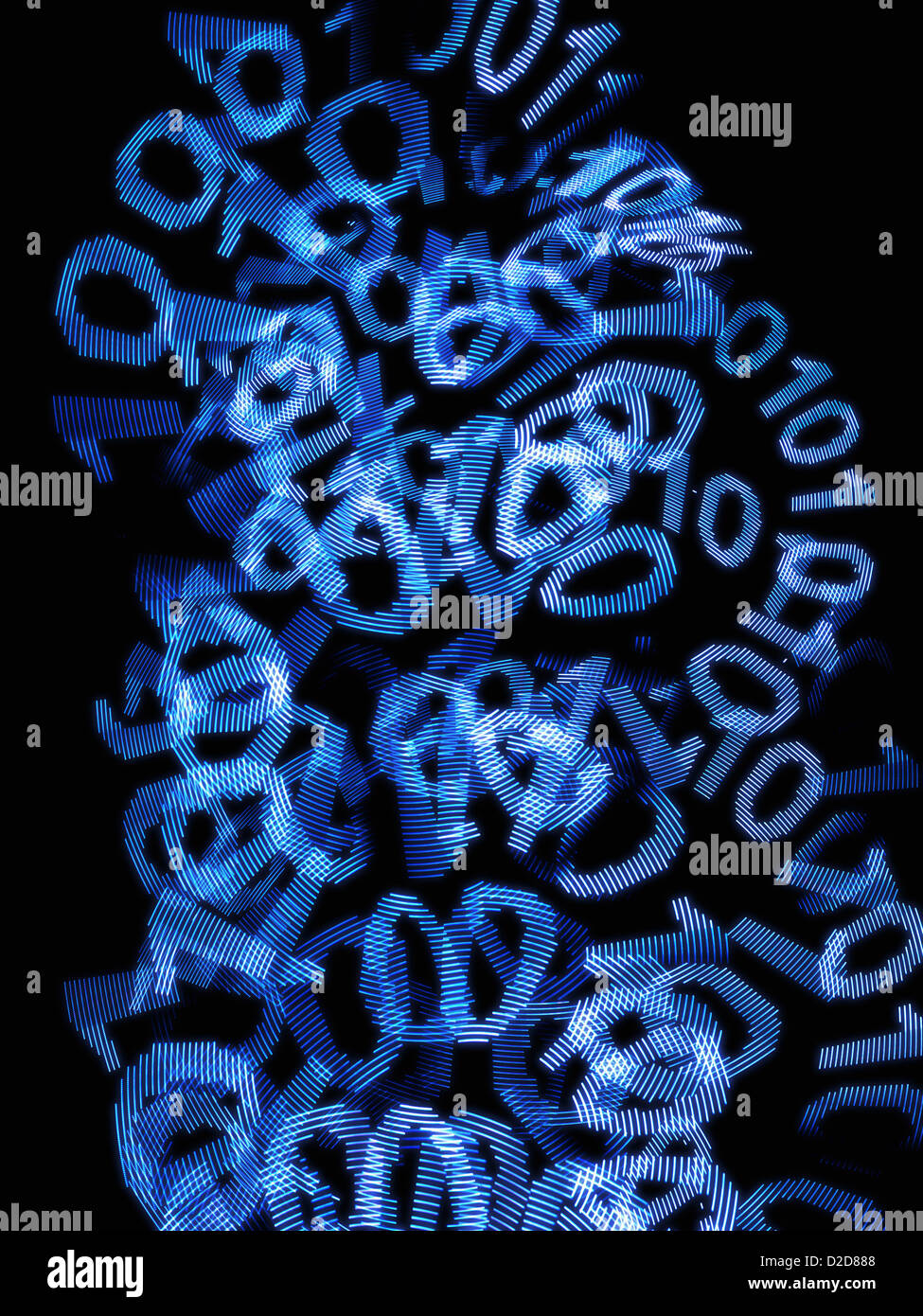 A messy heap of binary code on a black background Stock Photo - Alamy