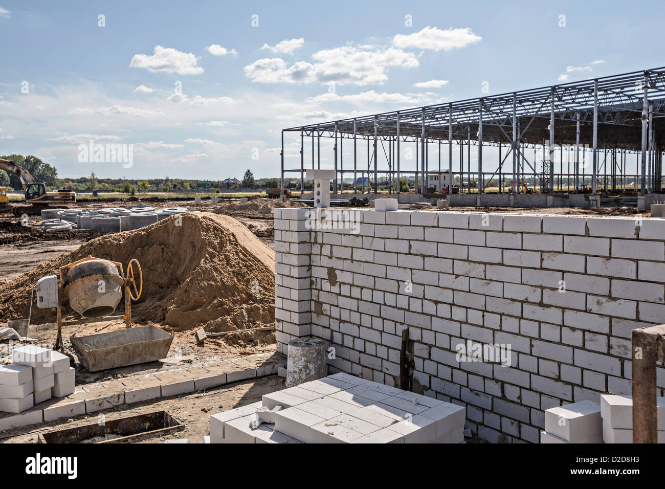Wall building materials at construction site Stock Photo - Alamy