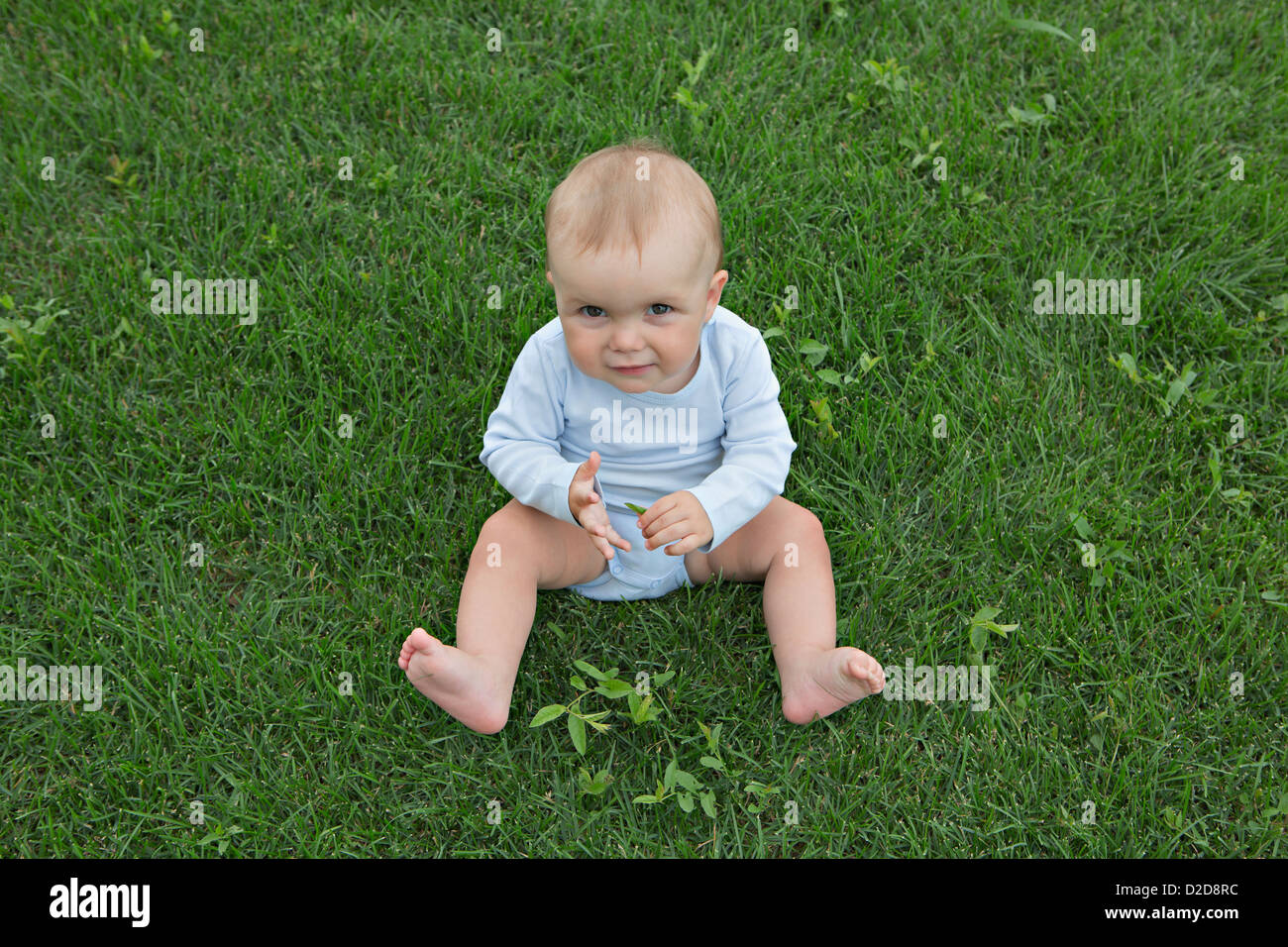 Baby boy on lawn grass hi-res stock photography and images - Alamy