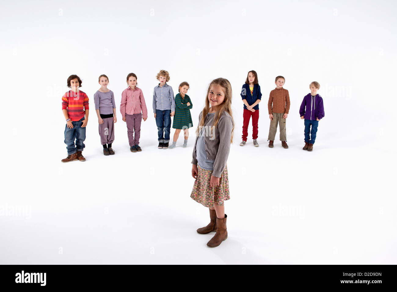 Female kids children line hi-res stock photography and images - Alamy