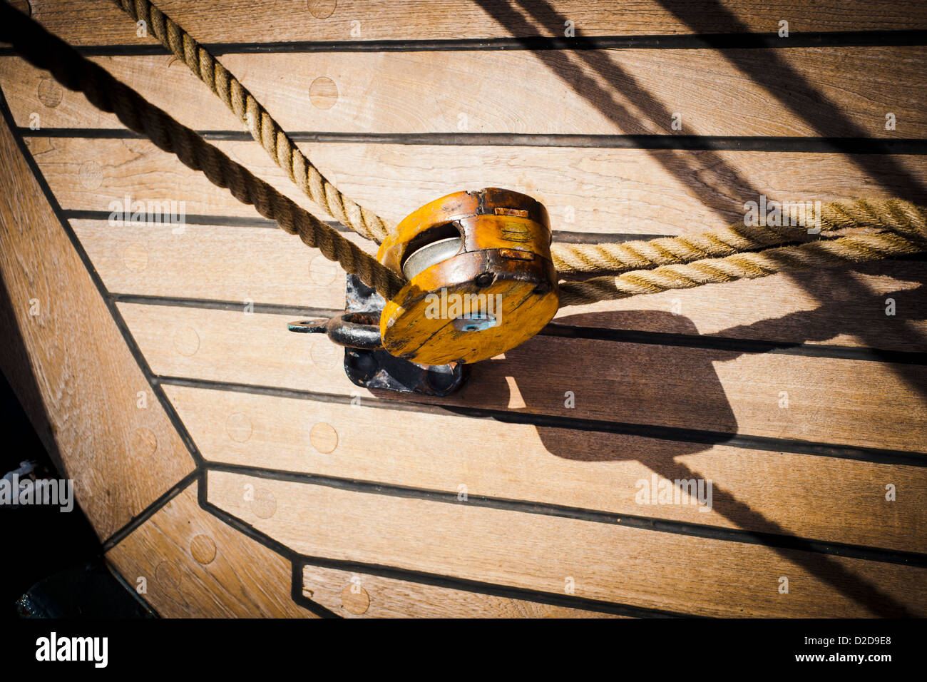 Block and tackle on the US Coast Guard sail training ship USCGB Eagle ...