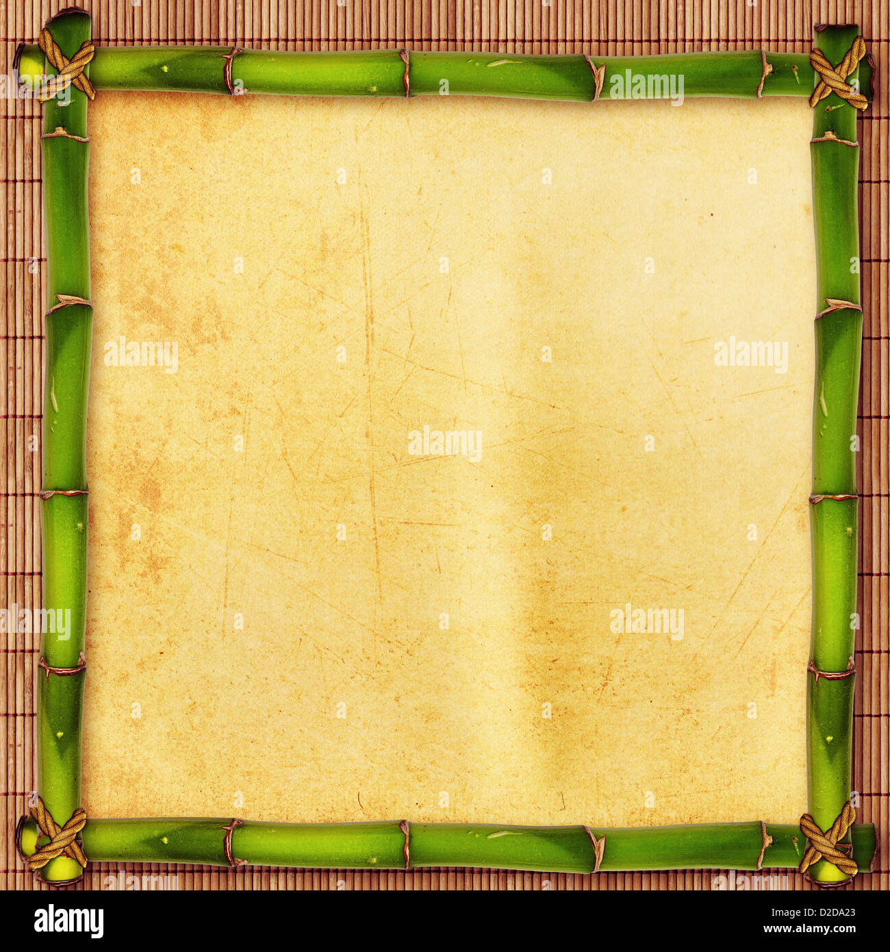 Bamboo shape with parchment over old japanese carpet Stock Photo - Alamy