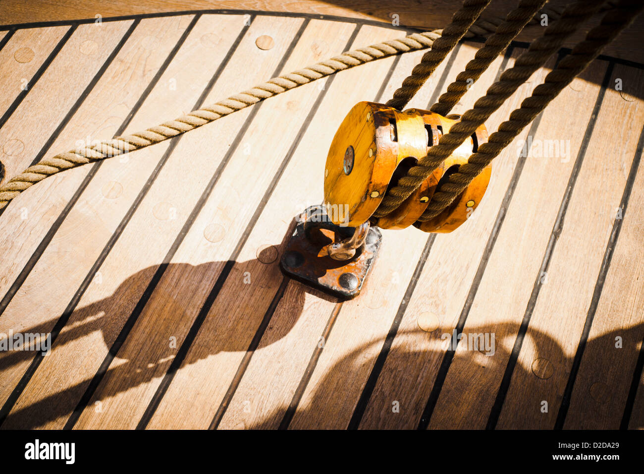 Block and tackle on the US Coast Guard sail training ship USCGB Eagle ...