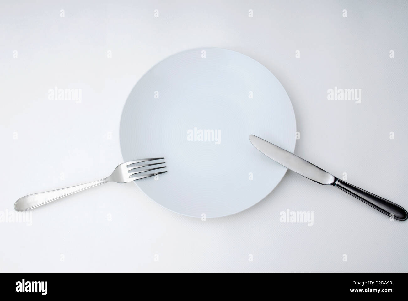 Knife, fork and plate Stock Photo - Alamy