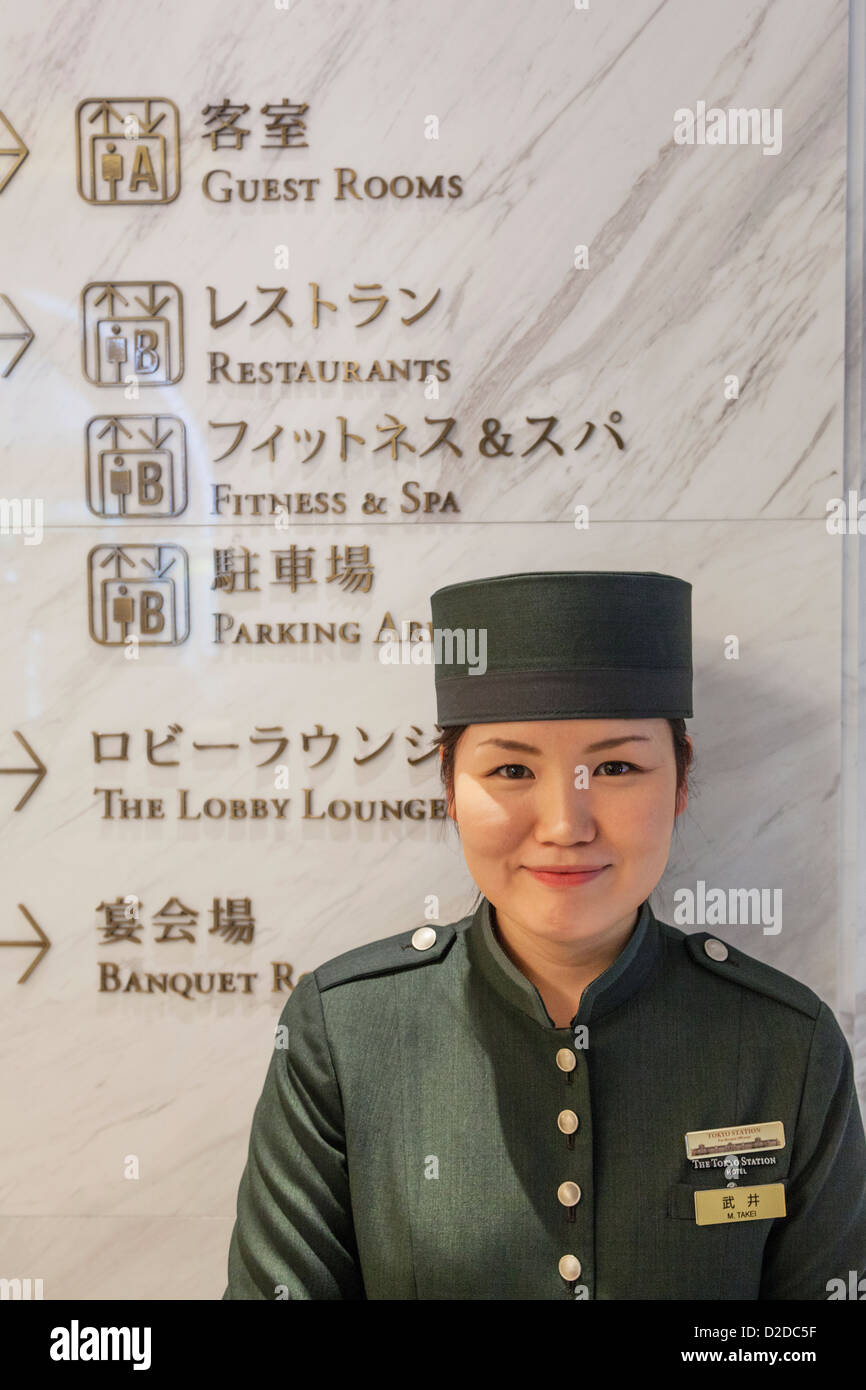 Japan, Honshu, Kanto, Tokyo, Tokyo Station, Tokyo Station Hotel, Female ...