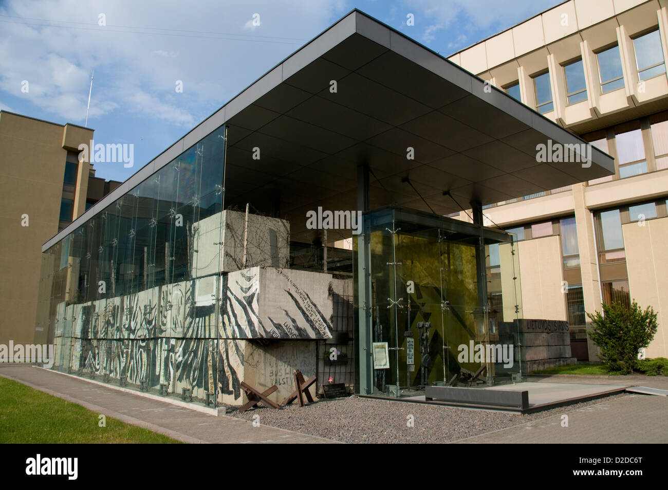 A specially built glass building displaying old anti-tank blocks used ...