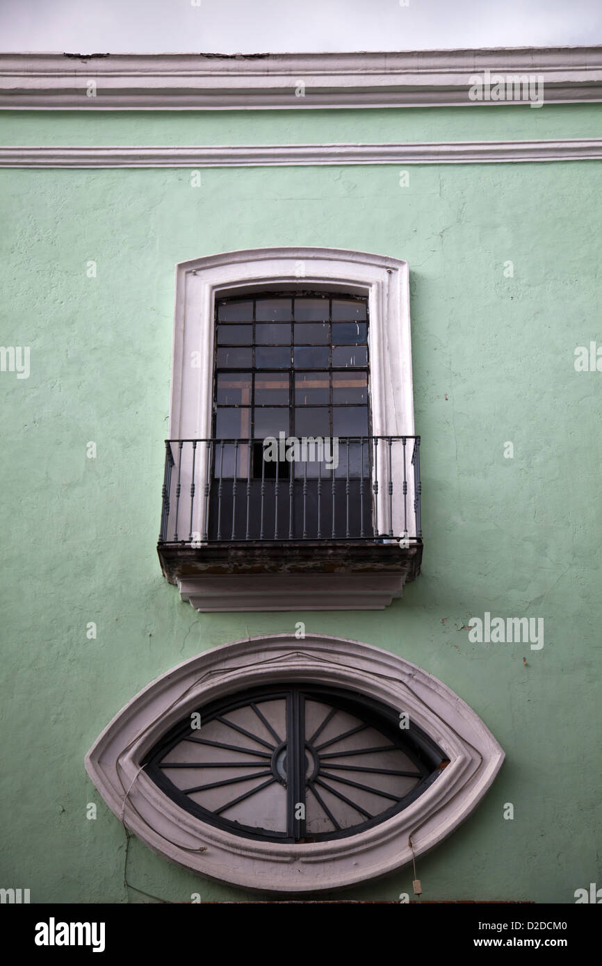 Eye Shaped Window and Balcony in Puebla - Mexico Stock Photo - Alamy