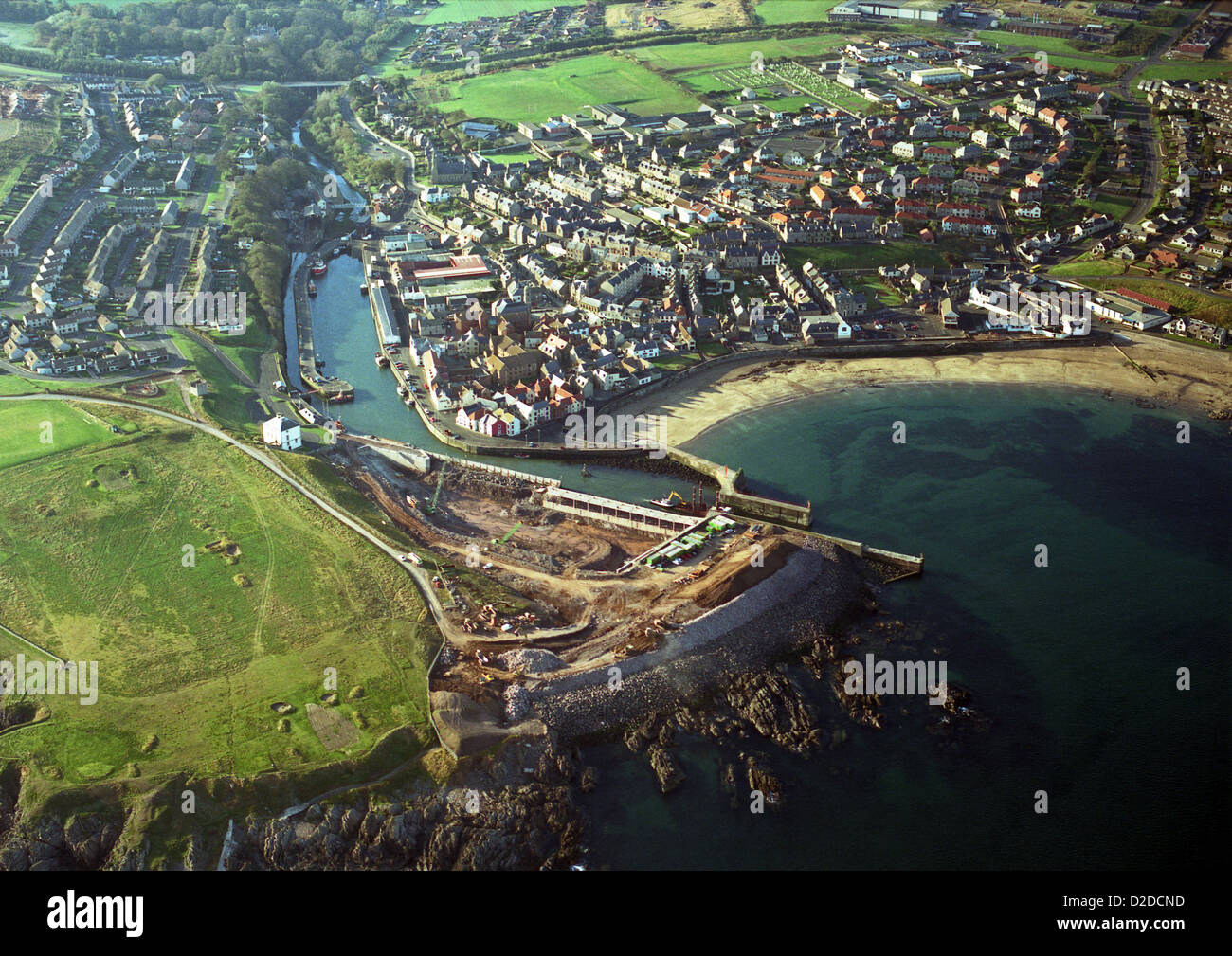 aerial view of Eyemouth and its fishing port in Northumberland Stock ...