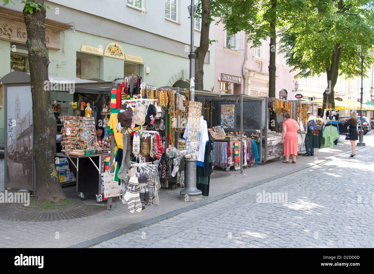 A tourist market in Pilies Gatve, Vilnius old town, Vilnius, Lithuania ...