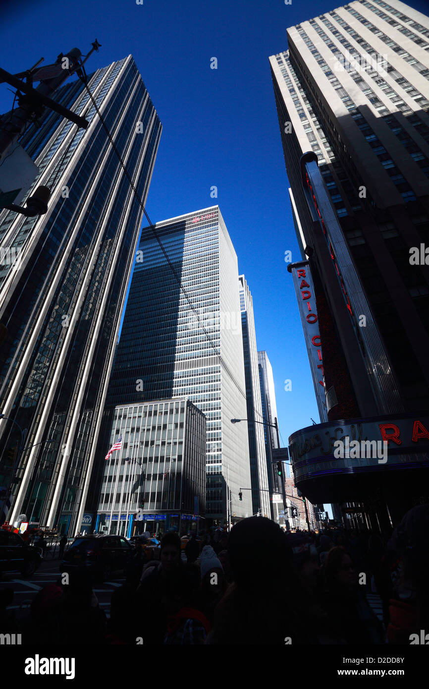 Manhattan skyscrapers, from street level Stock Photo - Alamy