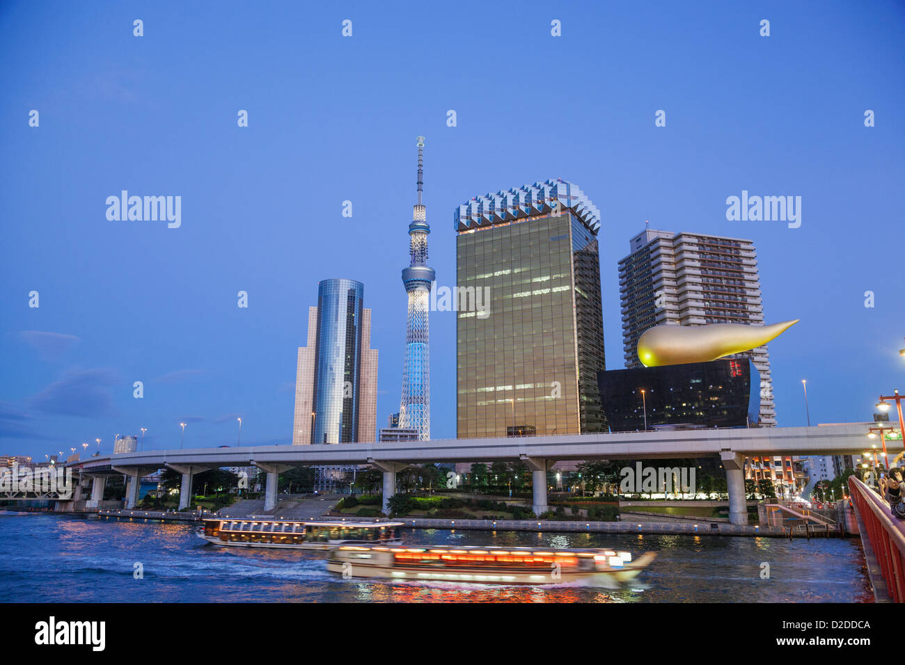 Japan, Honshu, Kanto, Tokyo, Asakusa, Skytree Tower and Sumidagawa ...