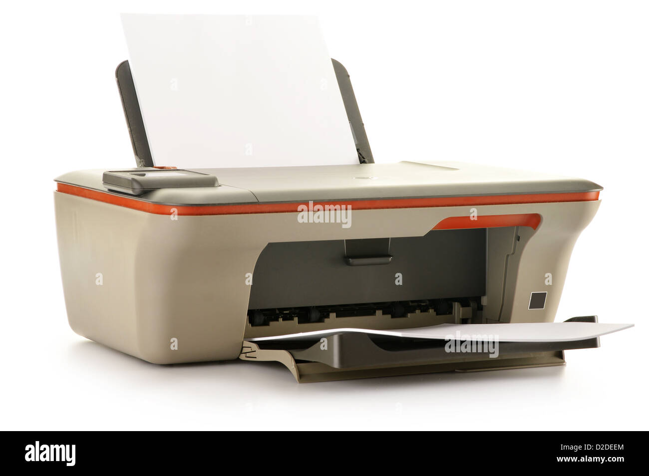 Computer printer isolated on white background Stock Photo - Alamy