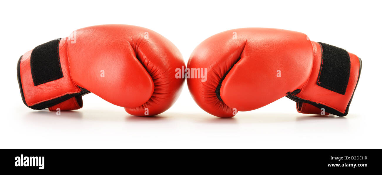 Leather boxing gloves isolated on white Stock Photo - Alamy