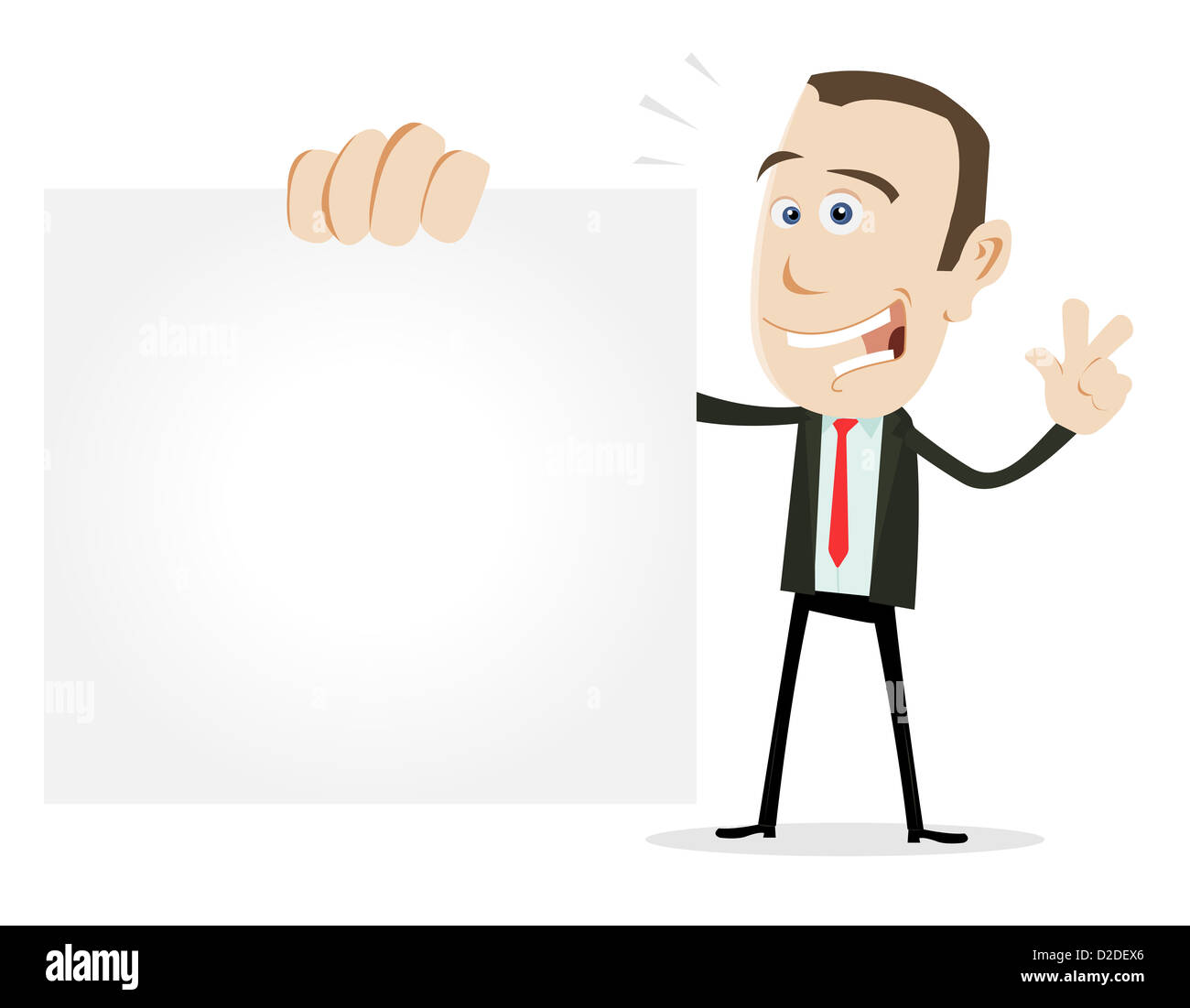 Illustration of a cartoon businessman showing his visit card Stock ...