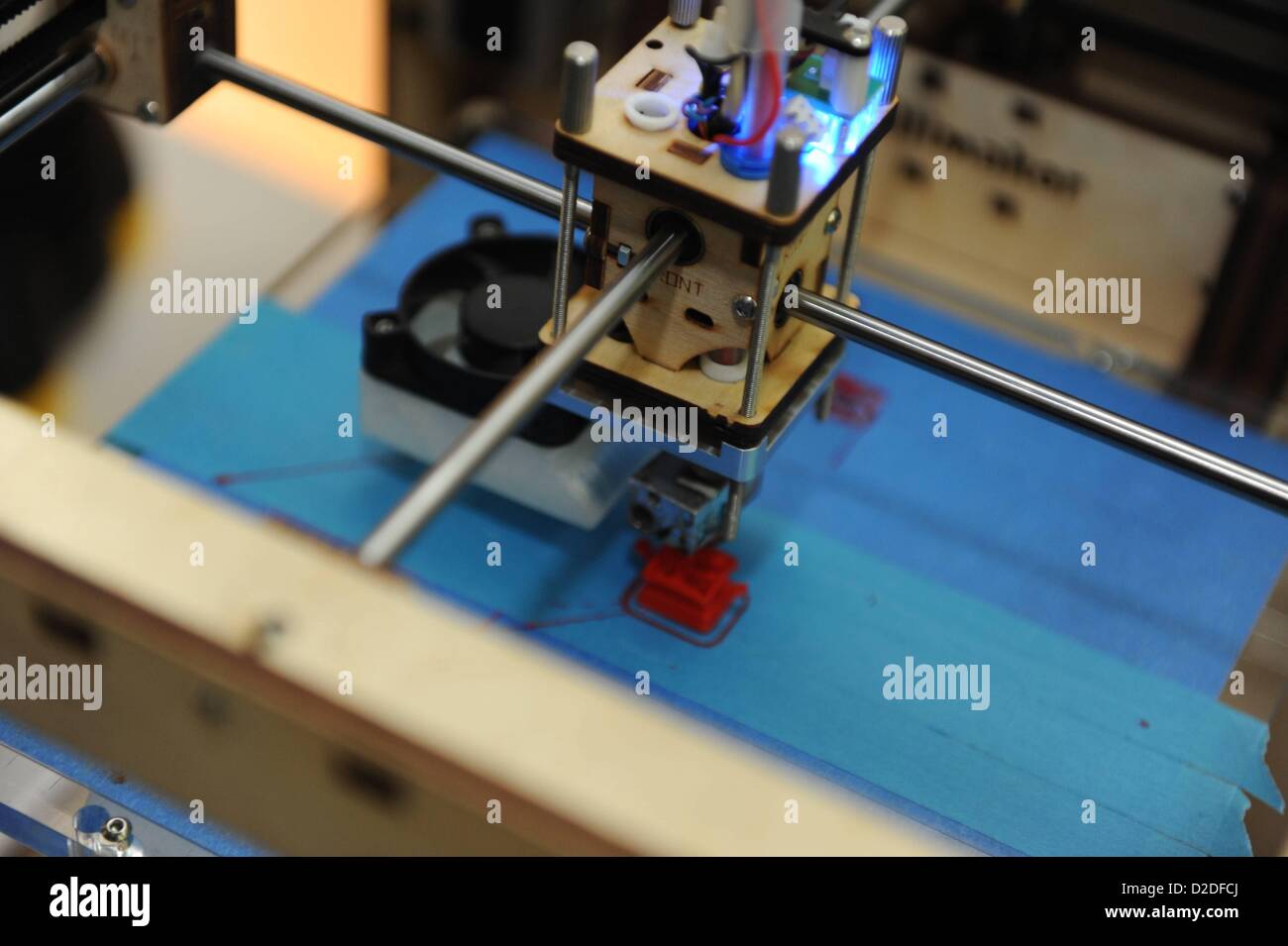 MUNICH/GERMANY - JANUARY 21: A showcase of a 3D-Printer during the ...