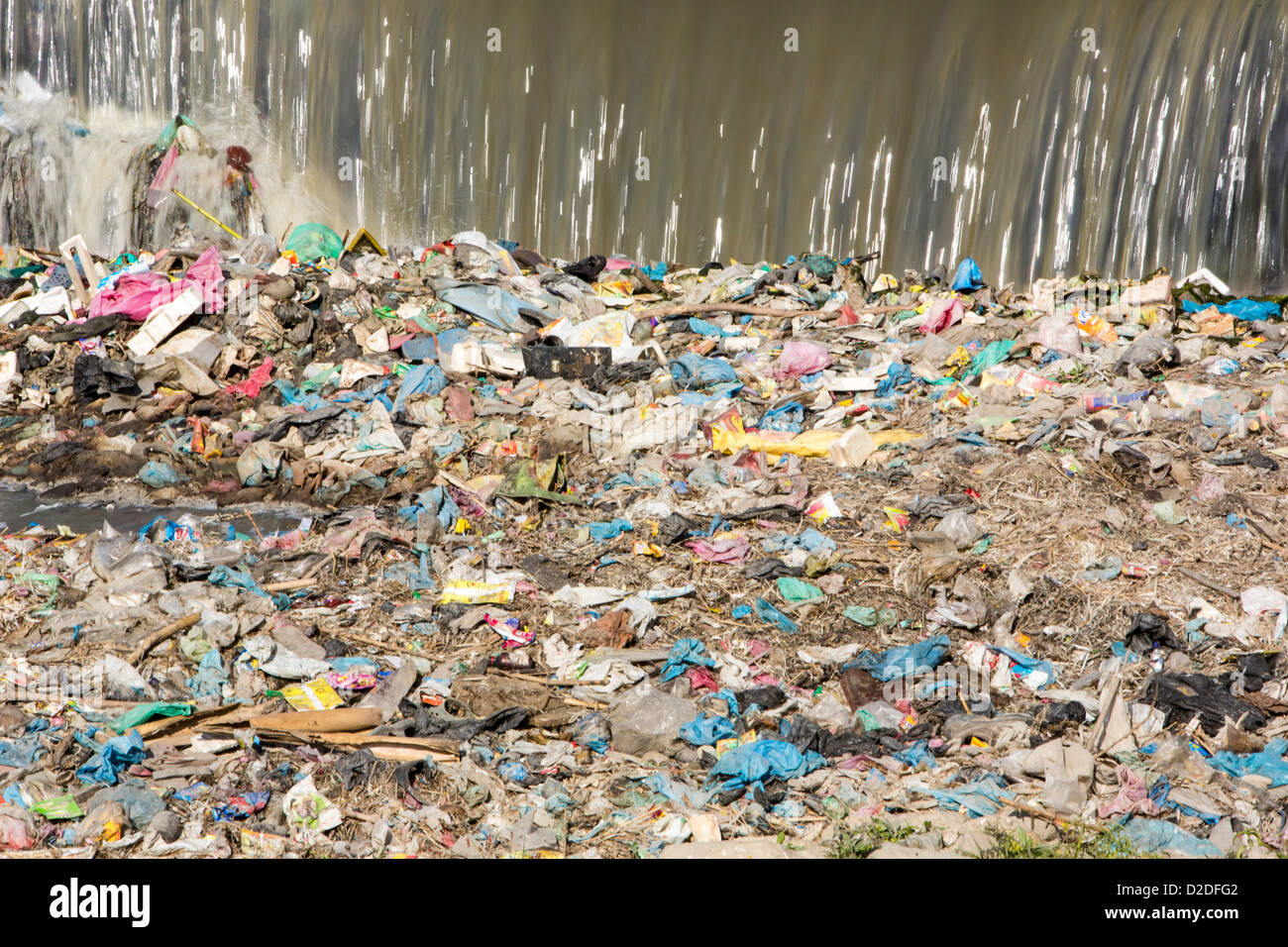 The Bishnumati river running through Kathmandu in Nepal. The river is ...
