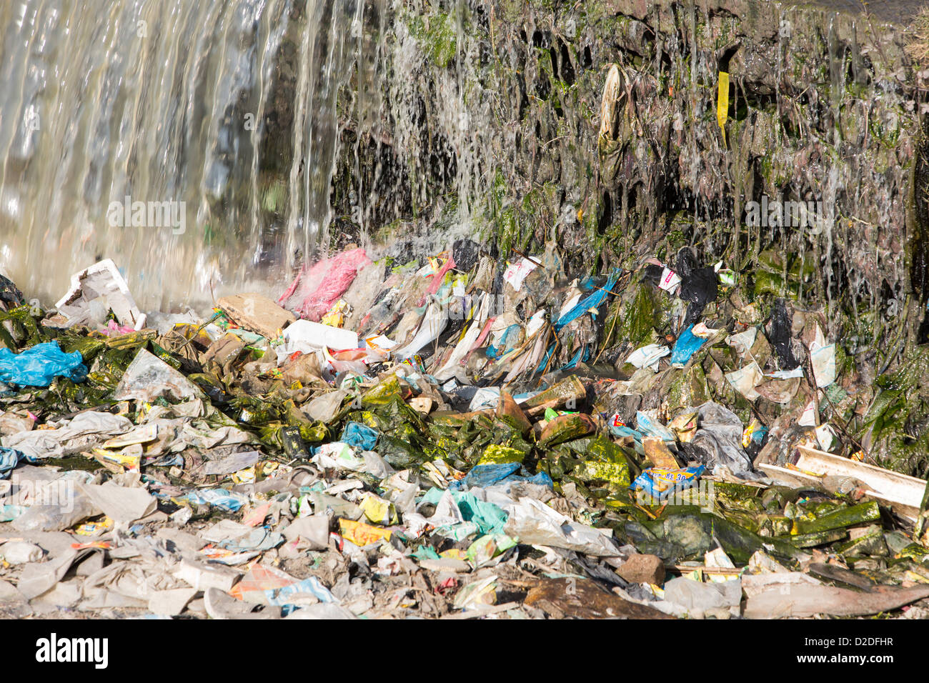 The Bishnumati river running through Kathmandu in Nepal. The river is ...