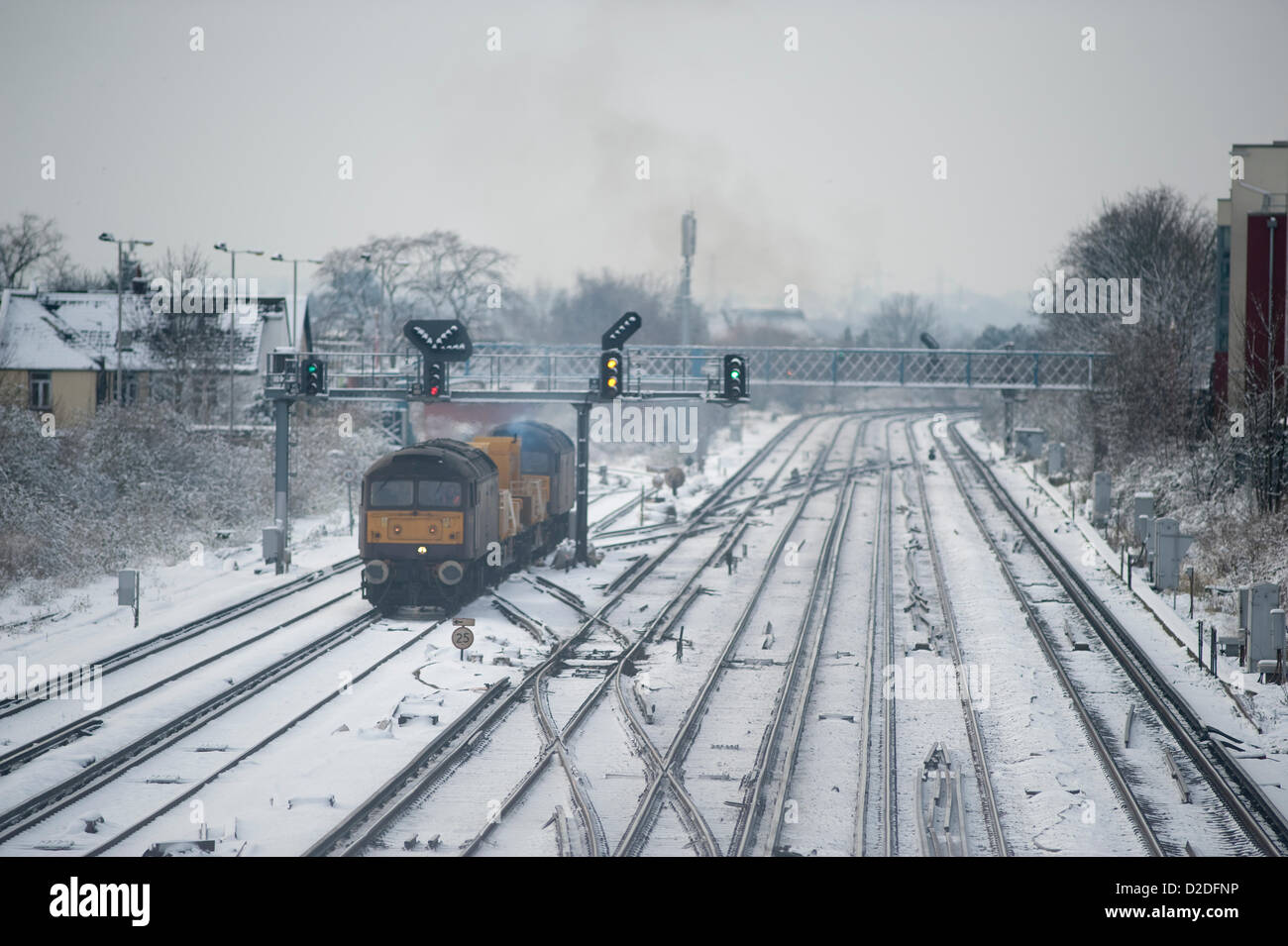 Snowfall on south west railway hi-res stock photography and images - Alamy