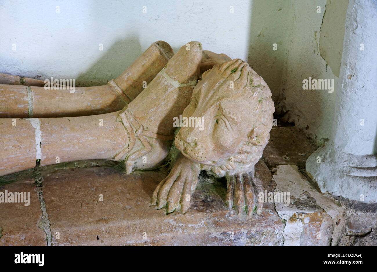 Detail of the altar-tomb of a medieval knight in the church of St ...
