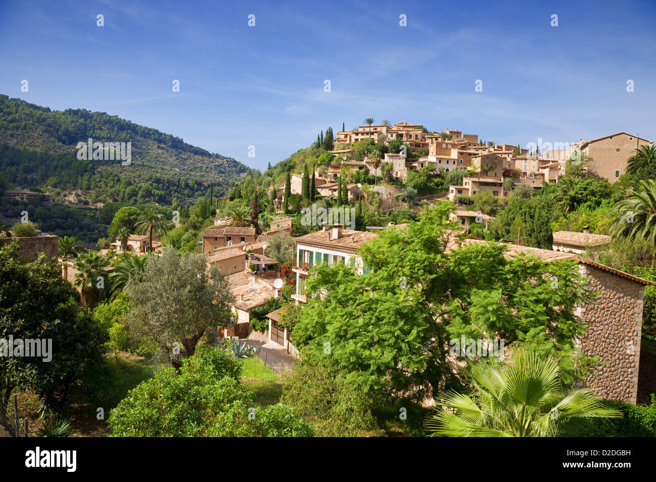 View of the hillside village of Deia in Majorca, Spain Stock Photo - Alamy