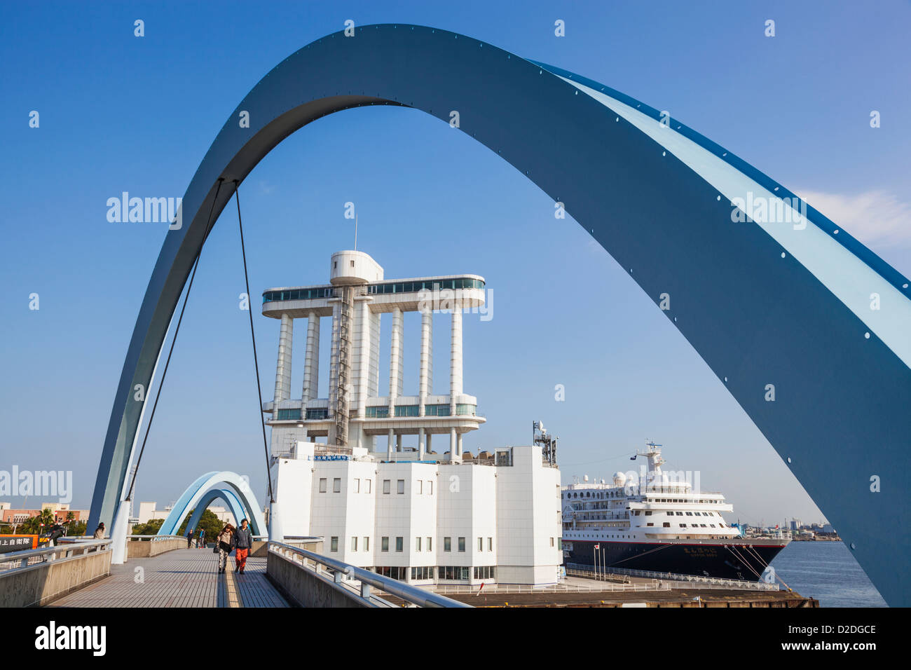 Japan, Honshu, Aichi, Nagoya, Nagoya Port, Port Bridge and Nagoya Port ...