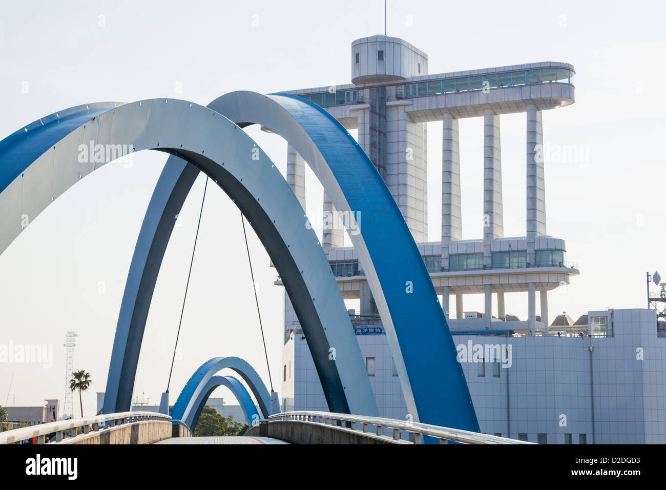 Japan, Honshu, Aichi, Nagoya, Nagoya Port, Port Bridge and Nagoya Port ...
