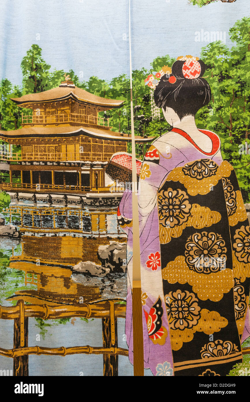 Japan, Kyoto, Souvenir Noren (Curtain) depicting Geisha Stock Photo - Alamy