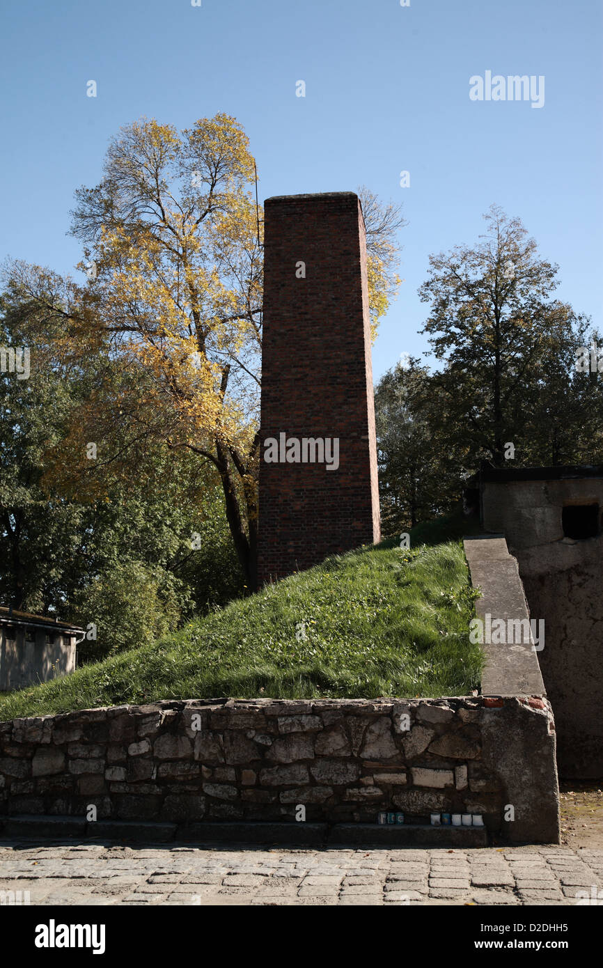 Crematorium chimney at Auschwitz concentration camp, Poland Stock Photo ...