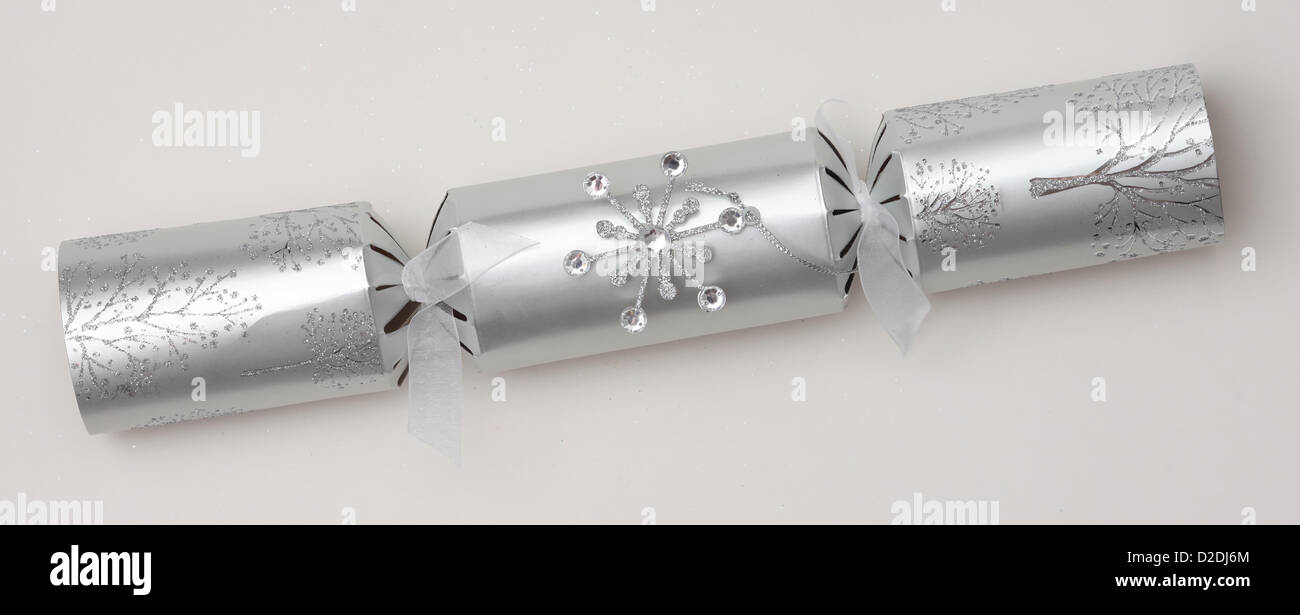 Silver Christmas Cracker Stock Photo - Alamy