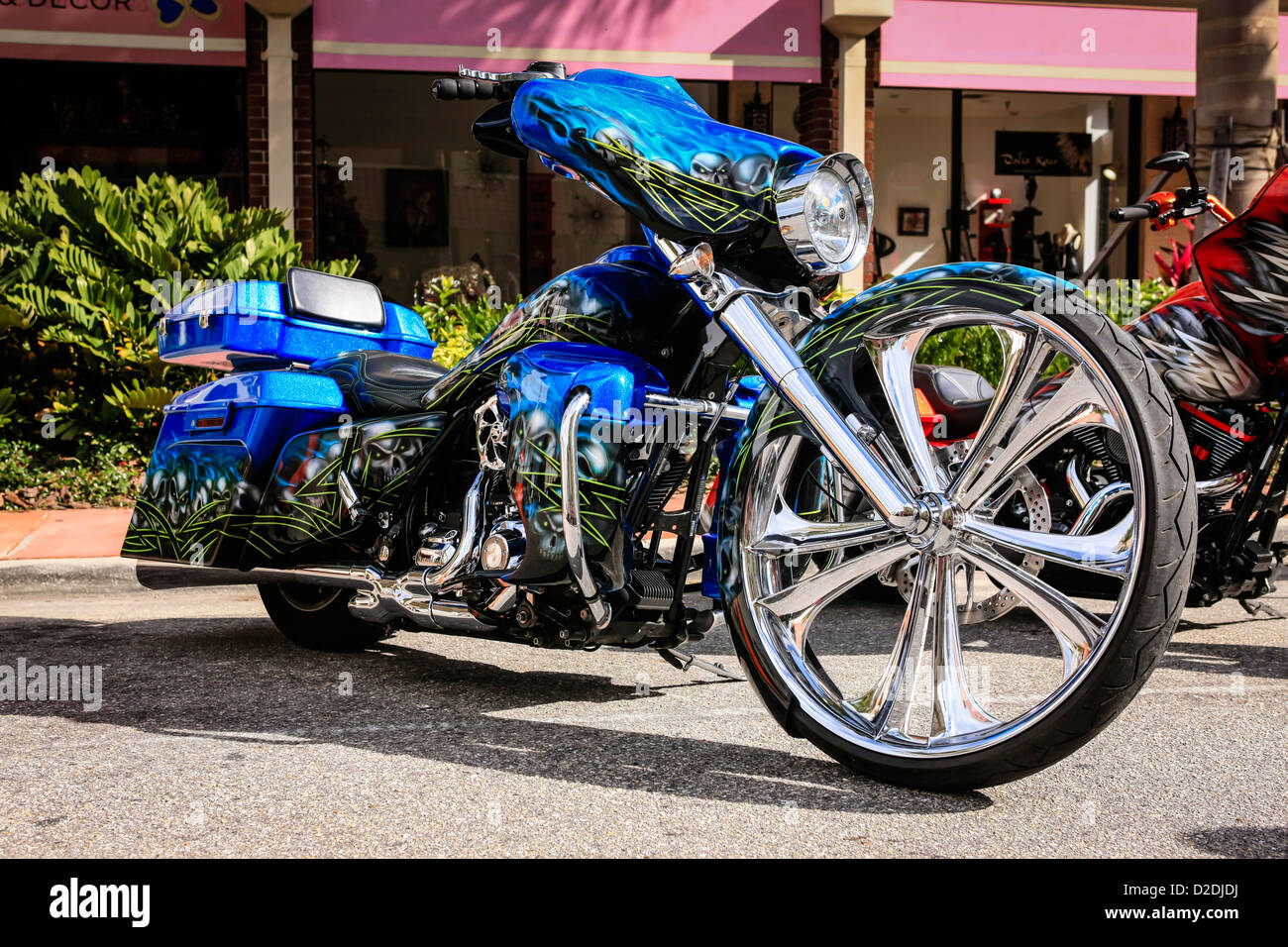 Custom built Harley Chopper at the Thunder in the Bay motorcycle event ...