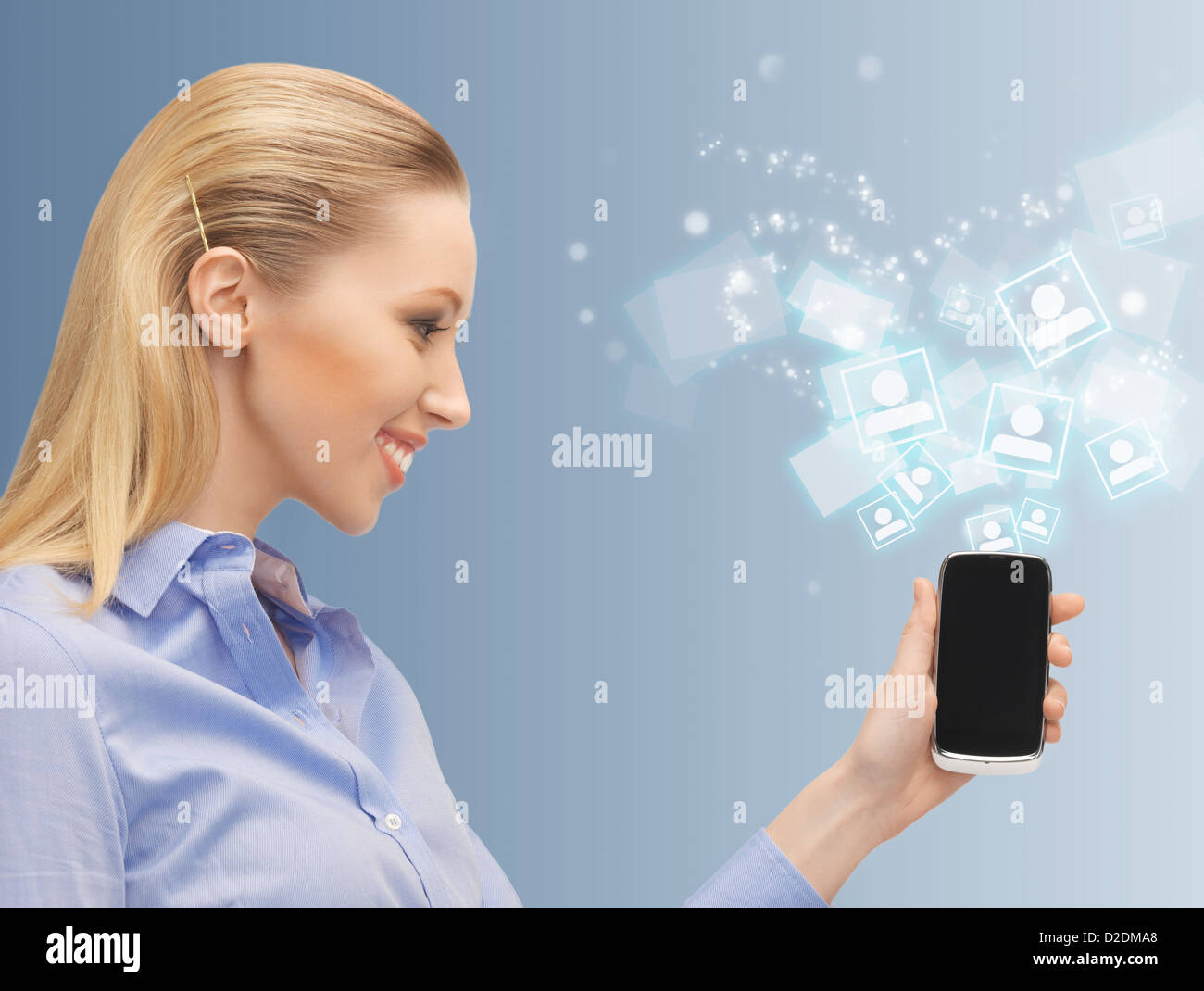 woman with cell phone Stock Photo - Alamy