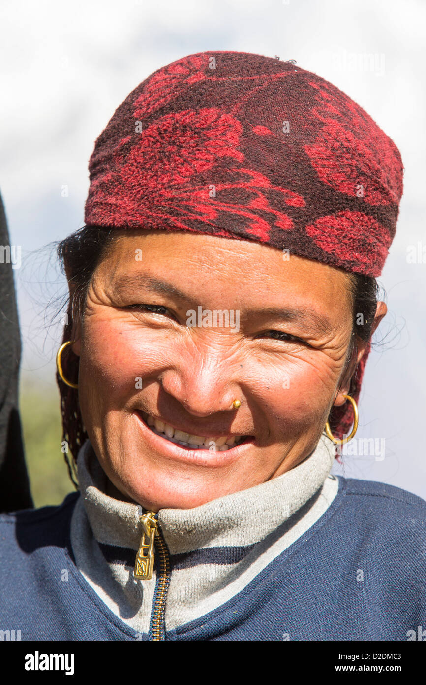 A Nepalese woman in the Himalayas Stock Photo - Alamy