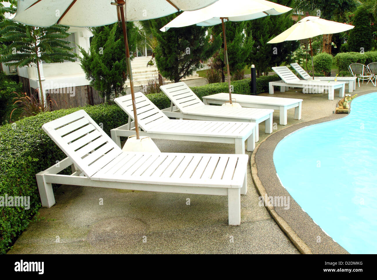 Wooden pool chair hi-res stock photography and images - Alamy