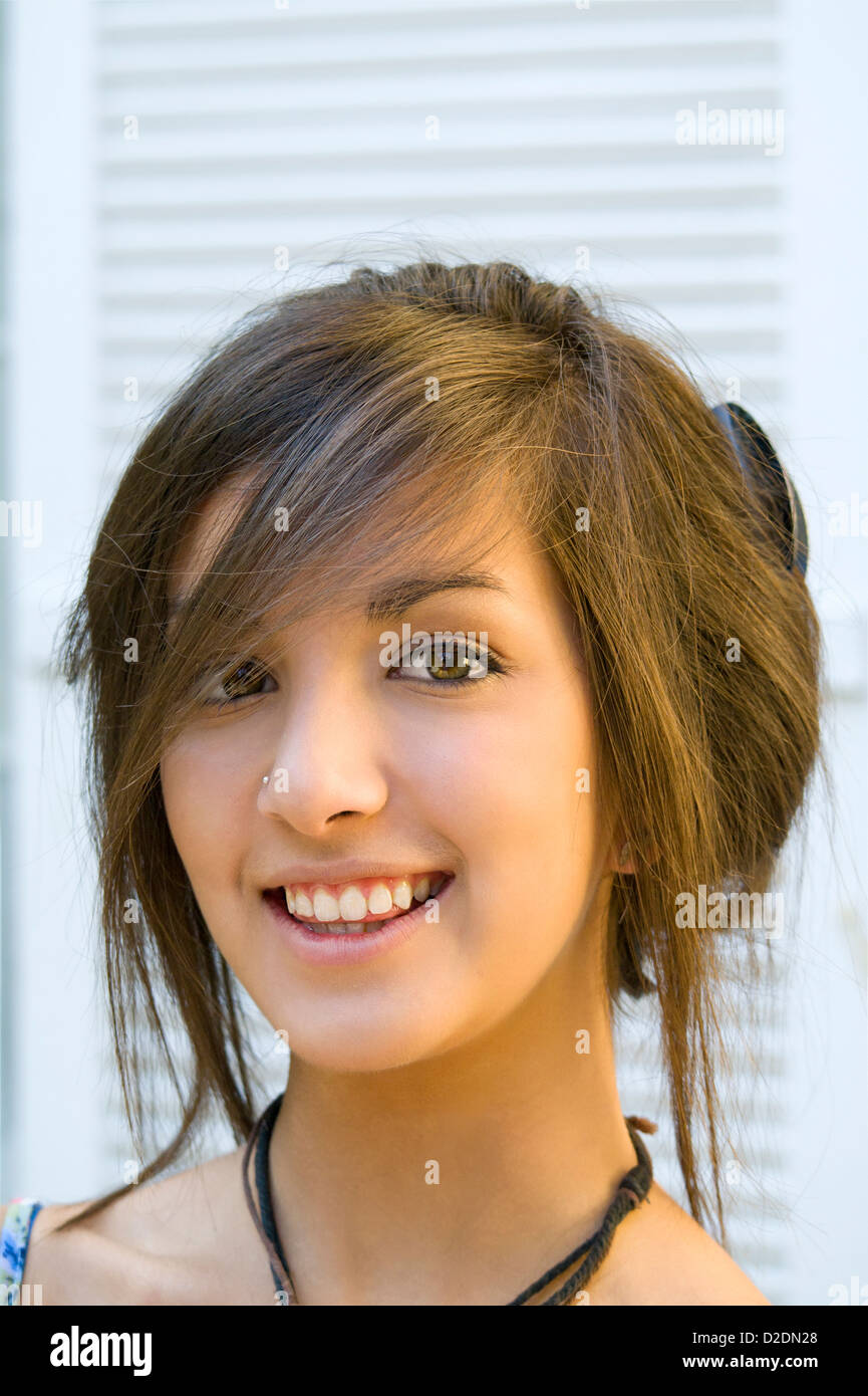 Portrait of Young Woman of Mixed Indian and British Race Stock Photo ...